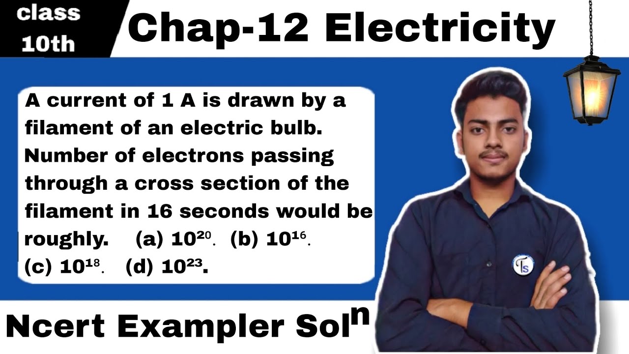 A current of 1A is drawn by a filament of an electric bulb. Number of ...