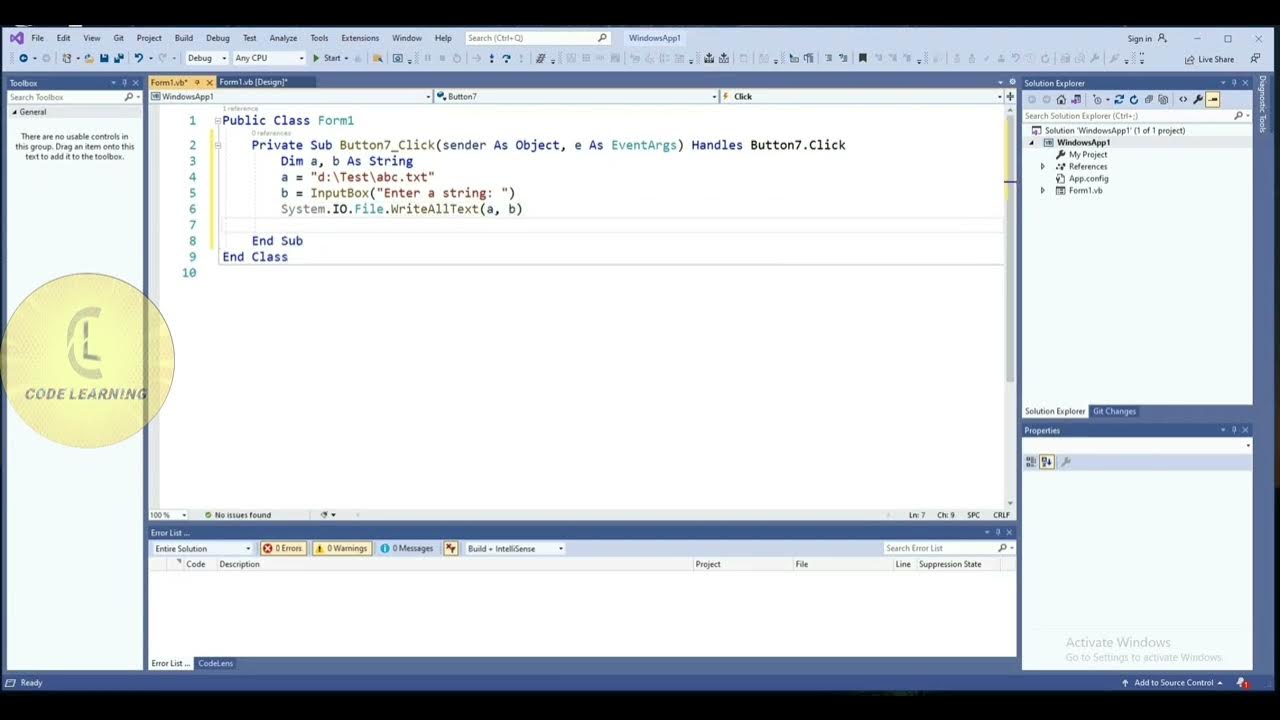 VB.NET | File handling 'writeAllText() user input' | CodeLearning - YouTube