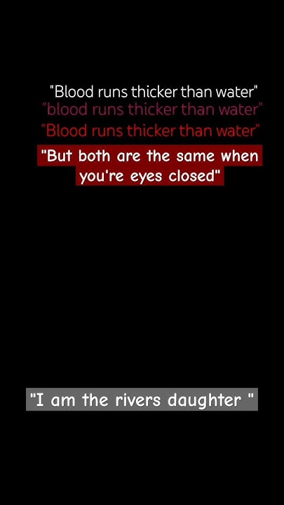 blood runs thicker than water.. - YouTube
