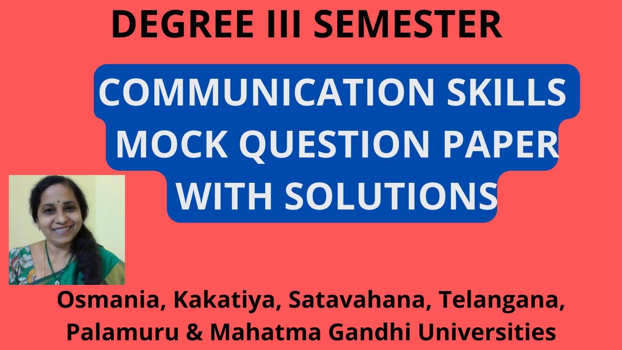 Communication skills | Model Question Paper | UG 3rd Semester | BA BCOM ...