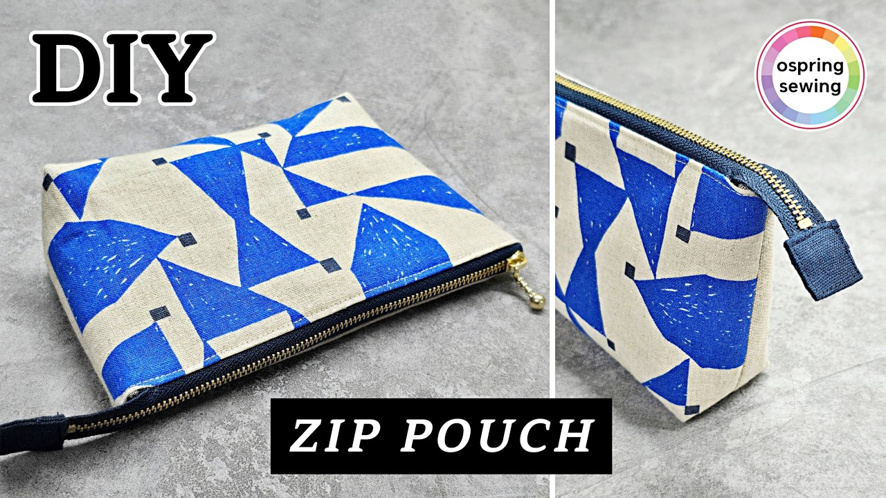 [DIY] Easy Zipper Pouch Tutorial | 20cm Zipper | ospring_sewing💙 - YouTube