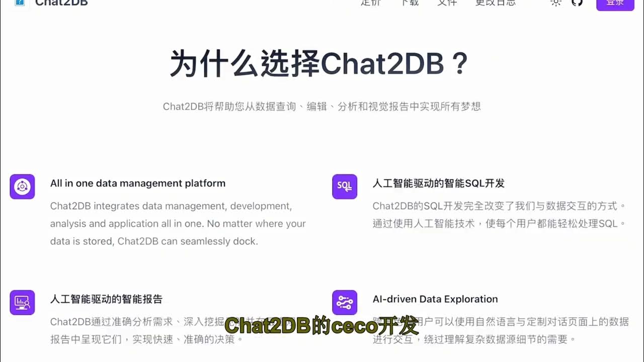 Chat2DB：AI驱动的数据开发和分析平台 - YouTube