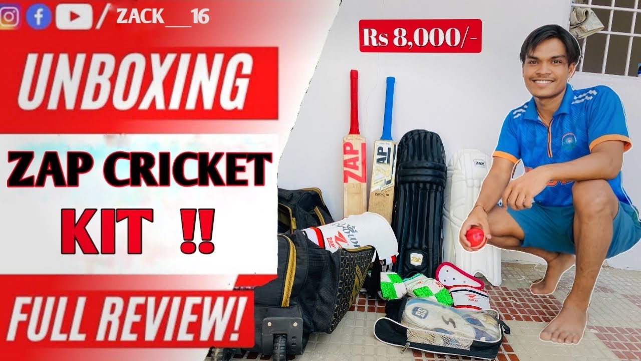 ZAP CRICKET KIT UNBOXING | ZAP FULL CRICKET KIT BAG REVIEW || ZACK_16 ...