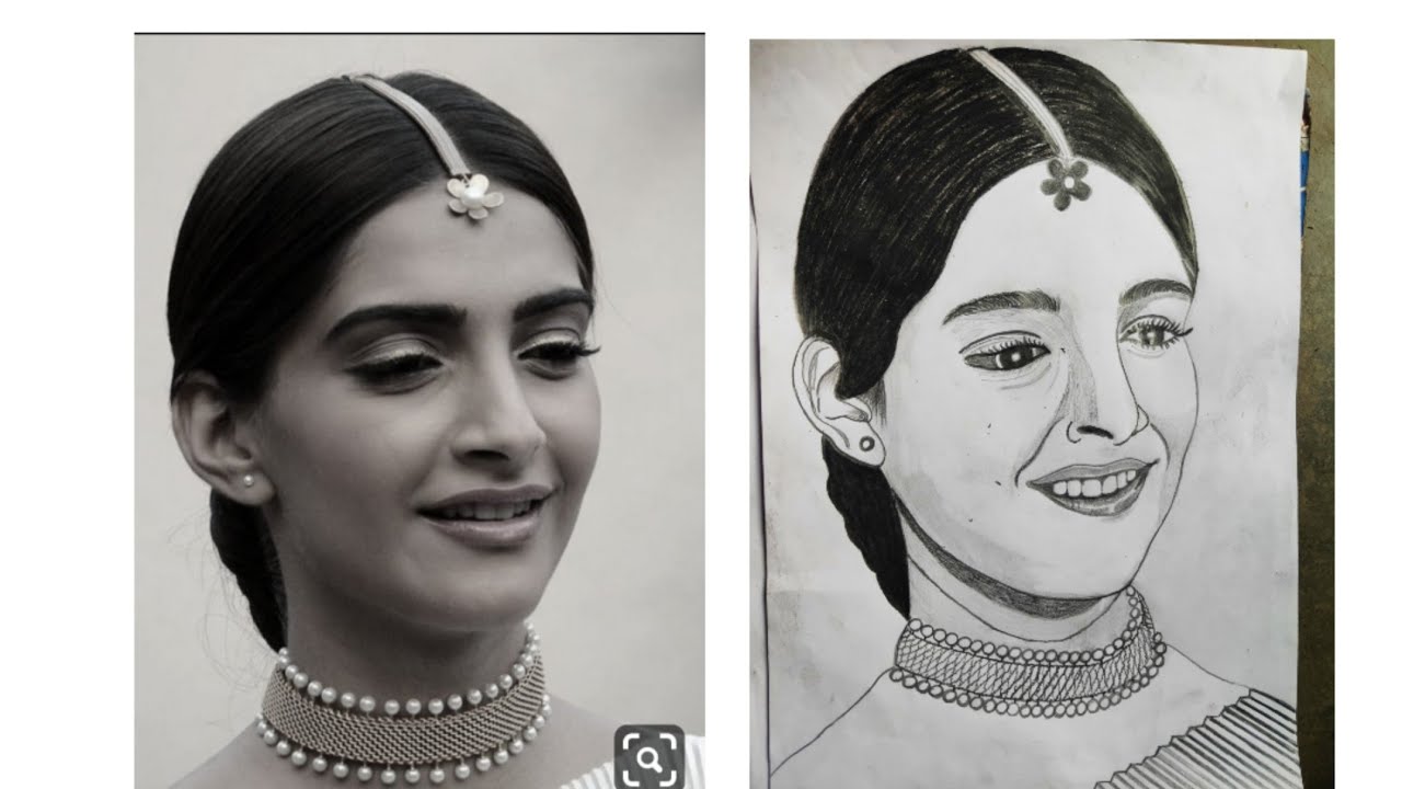 Sonam Kapoor drawing girl so essay draw sketch art drawing chat - YouTube
