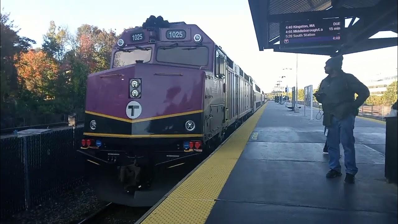 MBTA F40PH-3C 1025 at Braintree station - YouTube