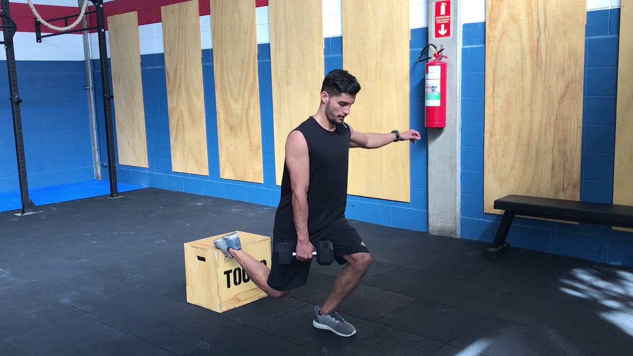 Bulgarian Split Squat - 1 Arm Dumbbell - YouTube