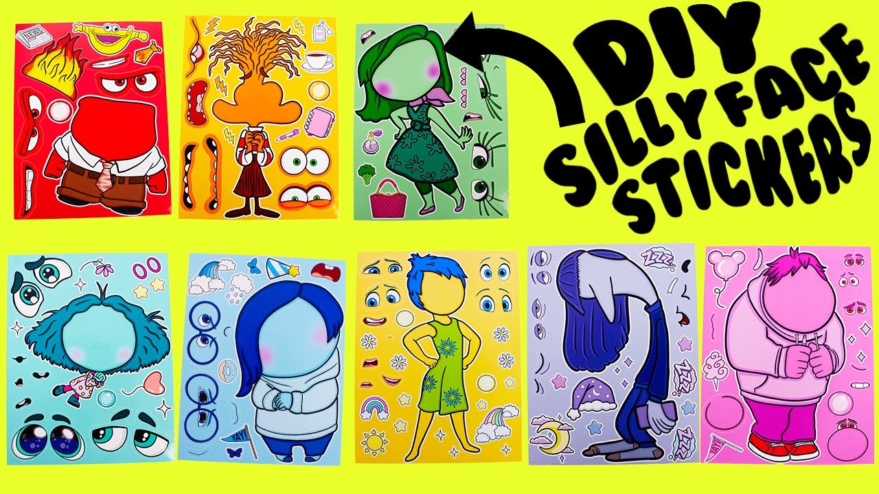 INSIDE OUT 2 DIY Silly Face Stickers with Joy, Anxiety, Envy, Disgust ...