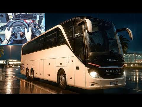 SETRA TOPCLASS HDH | Late Night Airport Transfer  - Tourist Bus Simulator | Steering Wheel