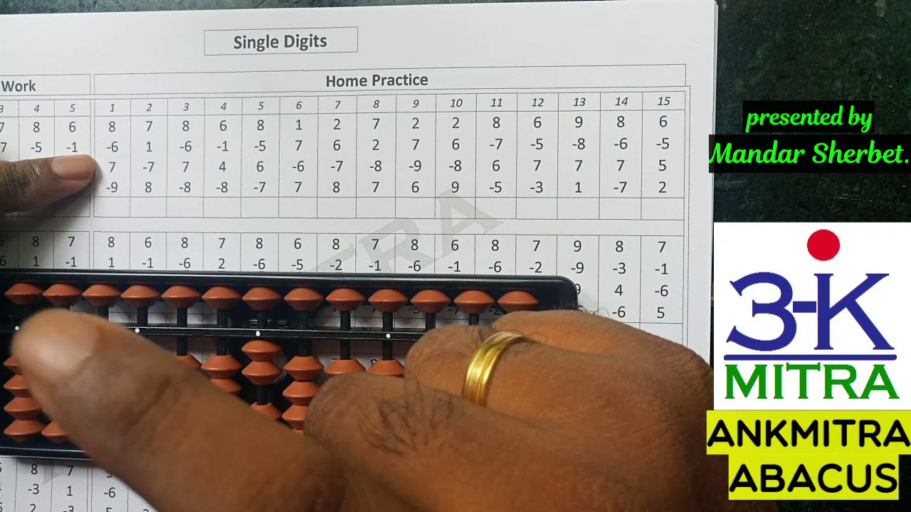 Abacus || Hindi || Lesson 1A : Simple Beads Movement practice sums ...