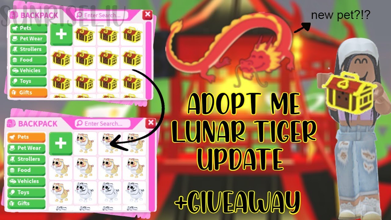 OPENING THE NEW LUNAR TIGER BOXES IN ADOPT ME WITH A GIVEAWAY!! - YouTube
