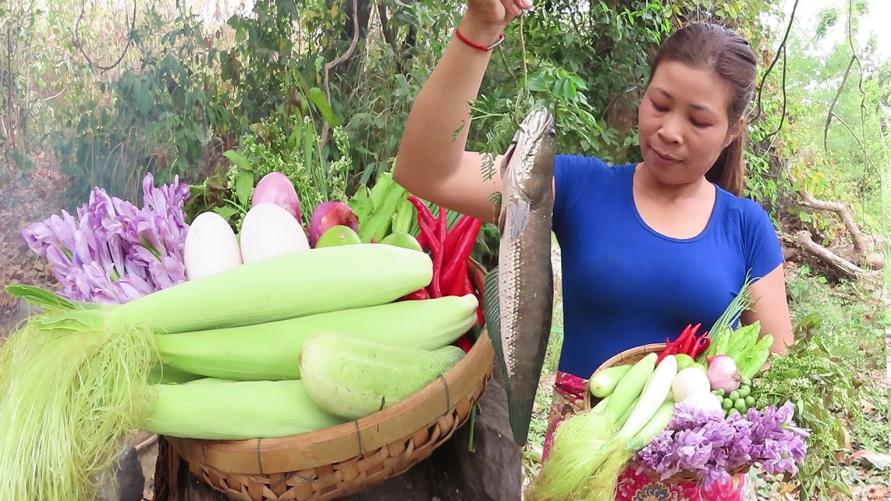 Cooking fish with and mixed flower vegetables for lunch #129 - YouTube
