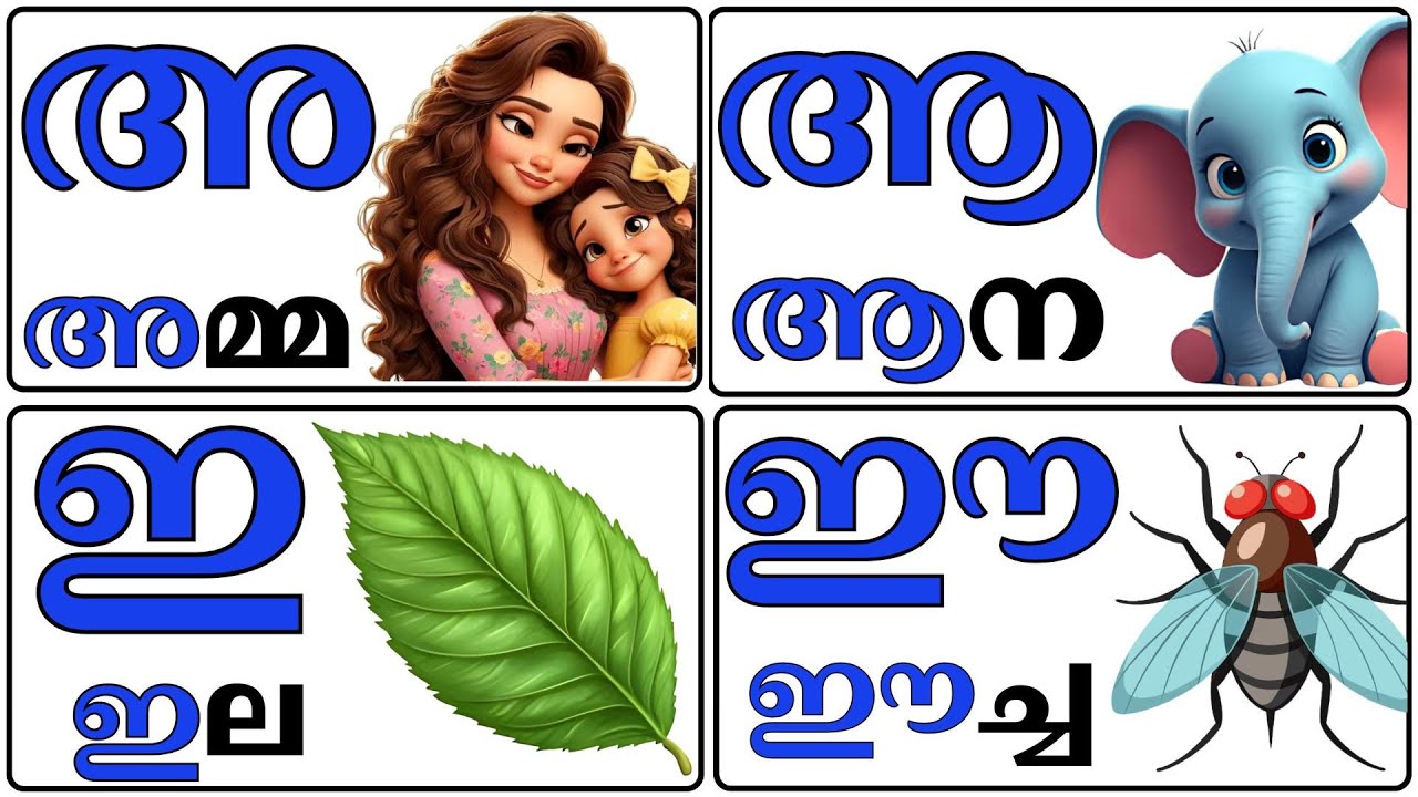 Malayalam Alphabets for Beginners | Easy Letter Learning for Kids - YouTube