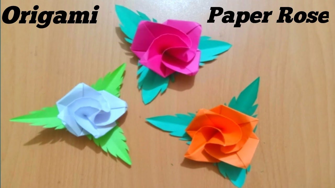 How To Make Origami Paper Rose Easy Morgina Paper Crafts Youtube