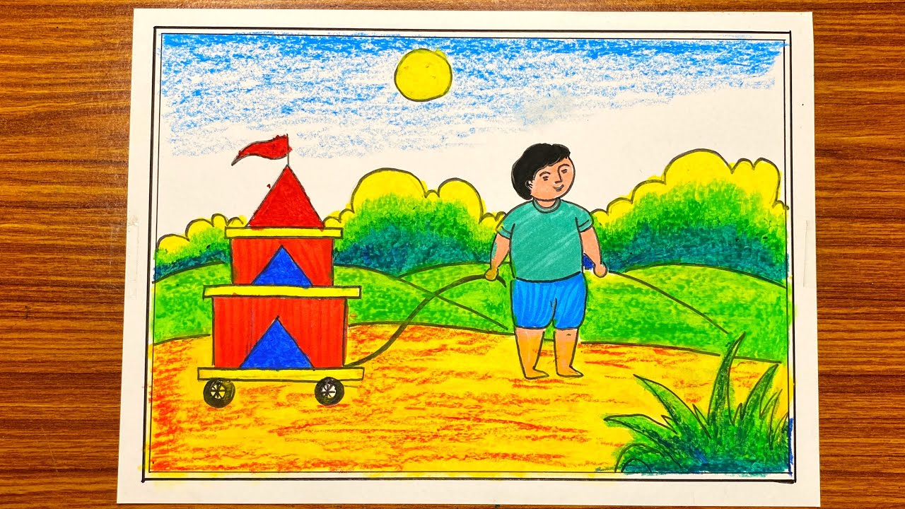 Rath Yatra Drawing Step by step, How to draw Rath Drawing with oil ...