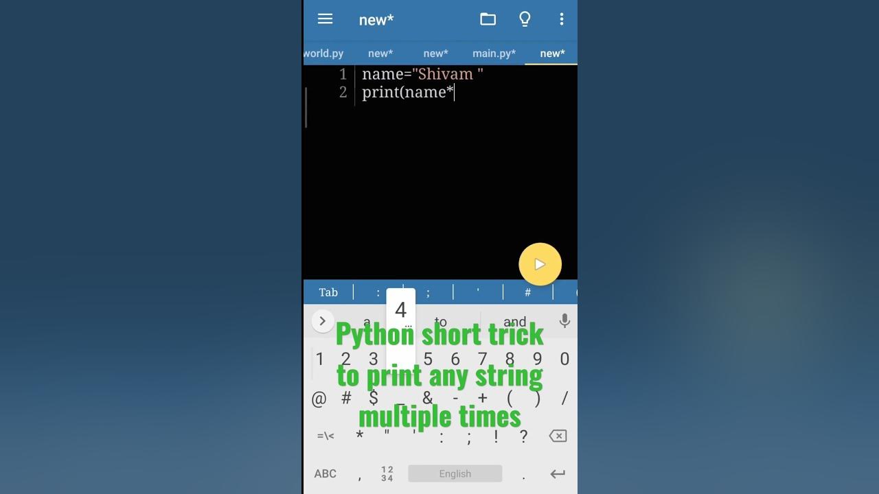Python Short Trick To Print String Multiple Times Using Single Print Function Youtube