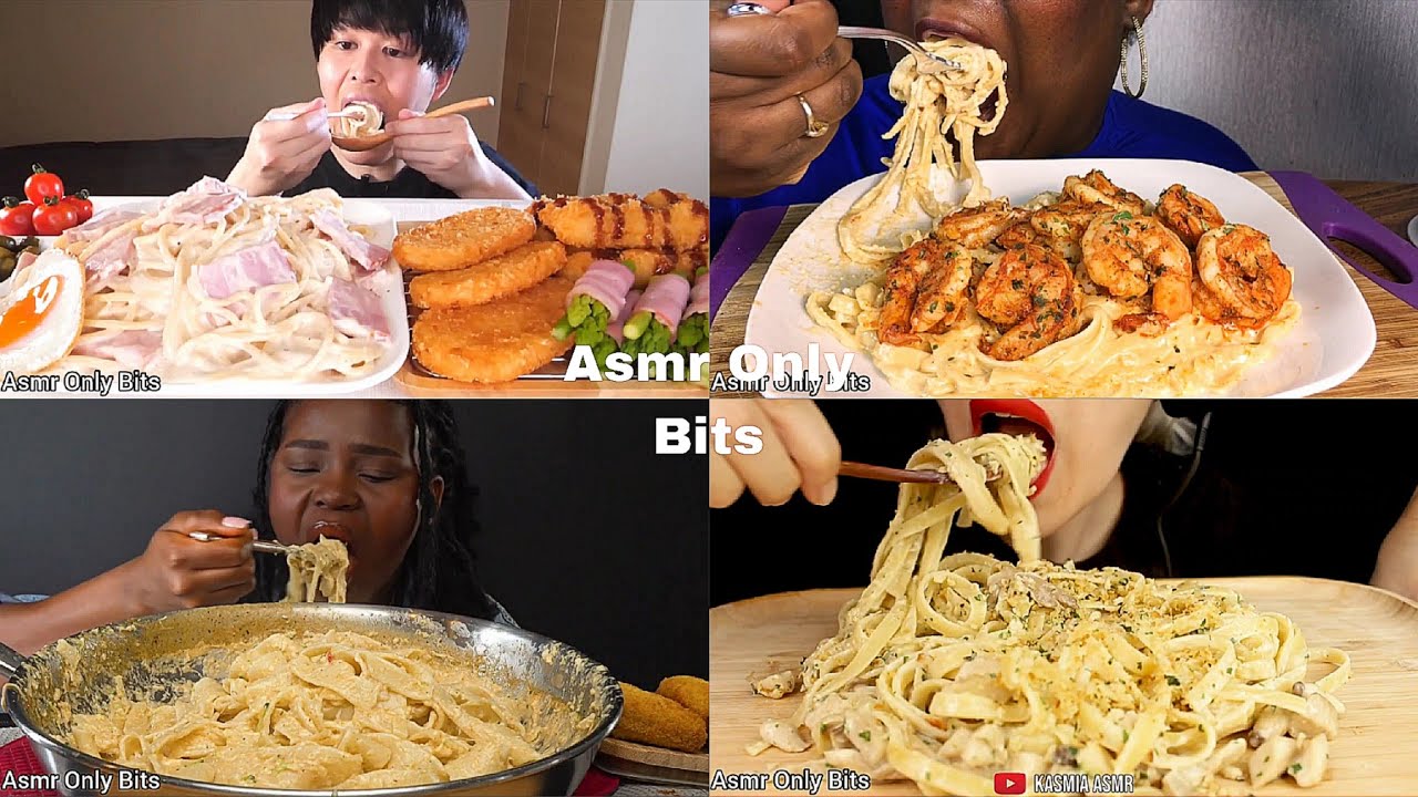 ASMR CREAMY CHEESY PASTA Compilation//Compilation///no talking///Bites ...