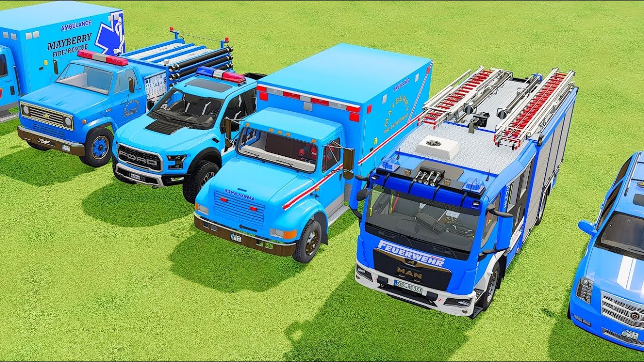 Emergency vehicles pass through colorful obstacles Transporting Game ...