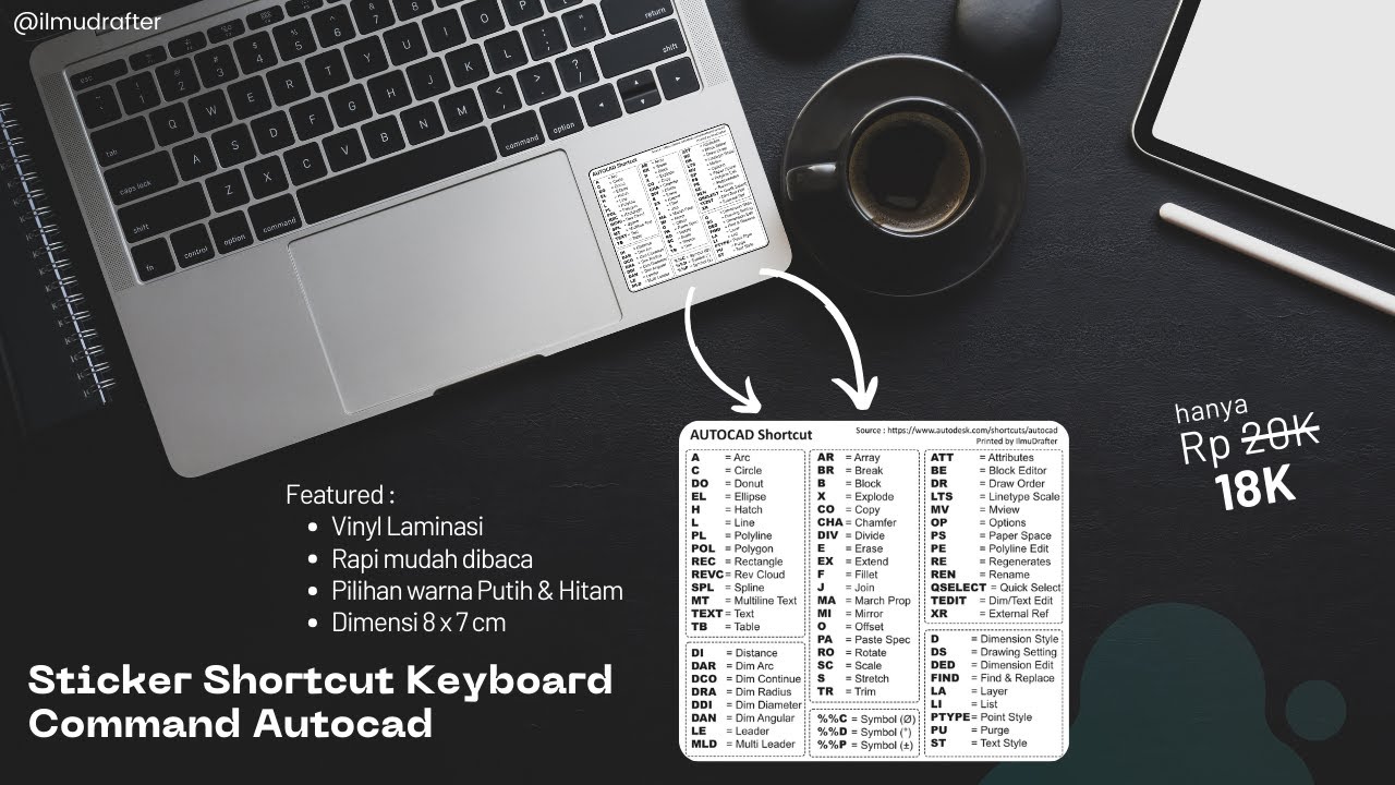 Sticker Shortcut Keyboard Command Autocad - YouTube