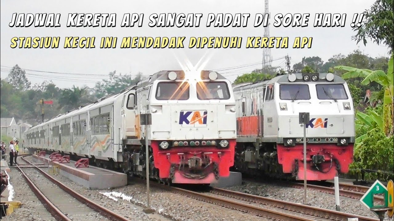 HUNTING BANYAK KERETA !! Padat Sekali Perjalanan Kereta Api Sore Hari ...