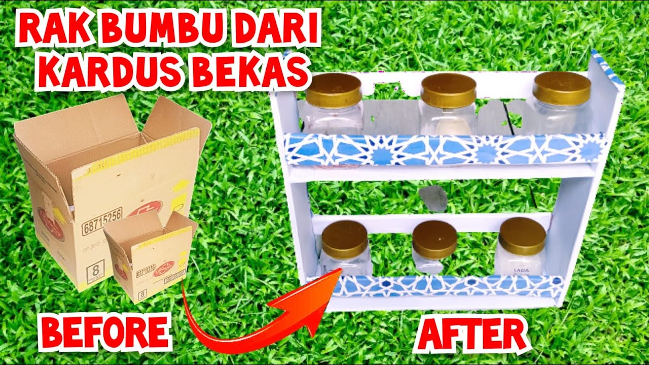 Rak Bumbu Dari Kardus Bekas/Tutorial Membuat Rak Bumbu Dari Kardus ...