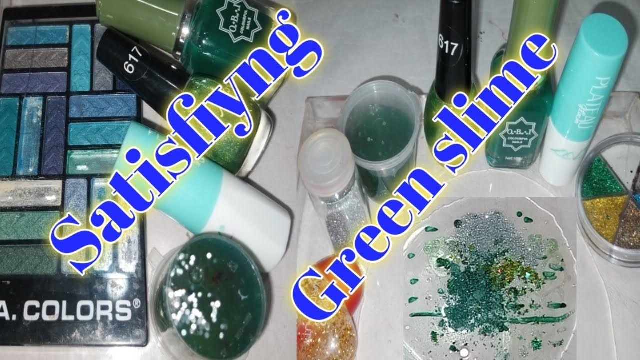 How to Make Green Glitter Slime l More Stuff & Green Slime l Most ...