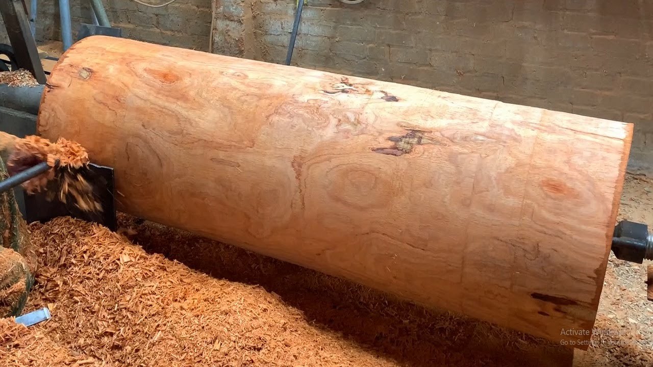 Woodworking Large Extremely Dangerous Giant Woodturning Skills Working ...