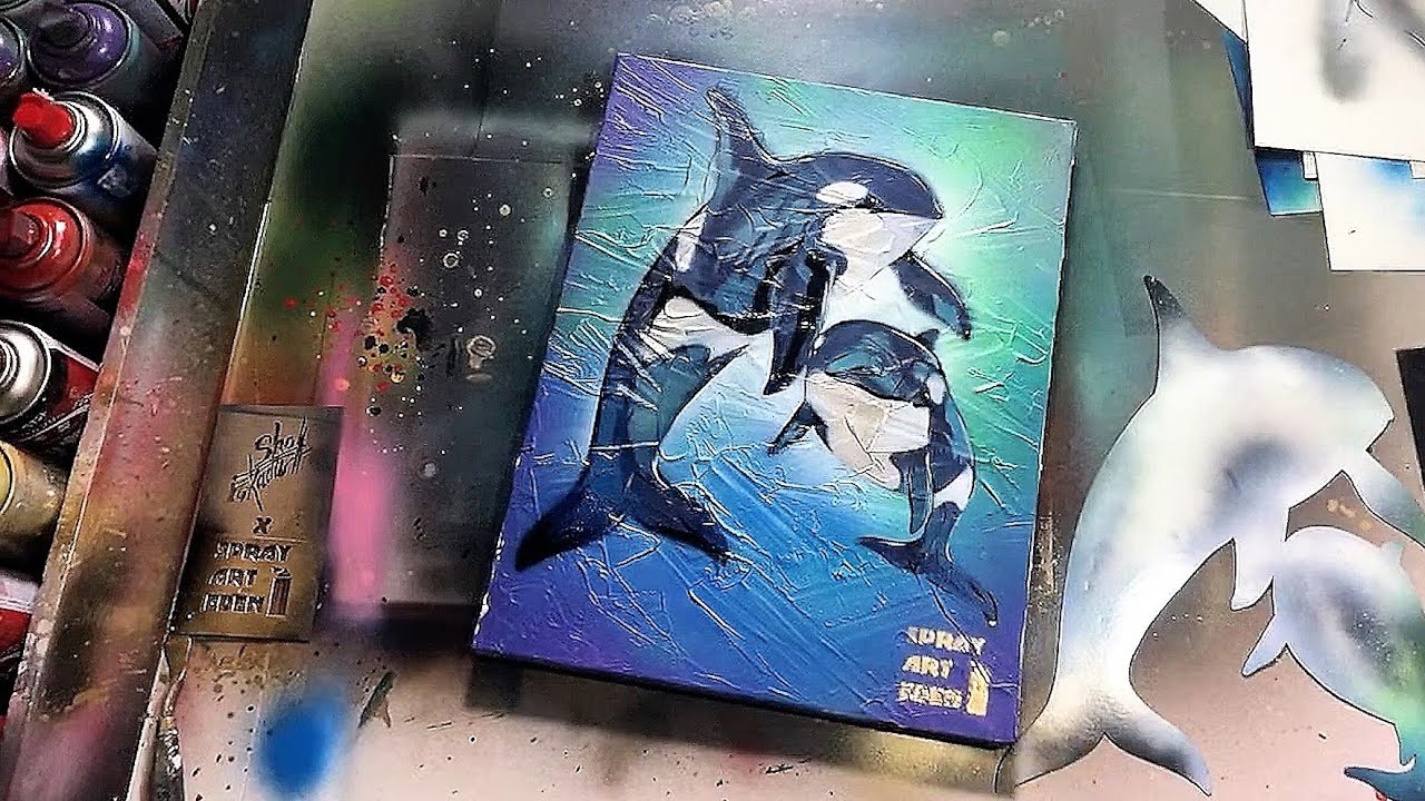 Familia de Orcas | Pintura con spray y pasta modeladora por "Spray Art ...