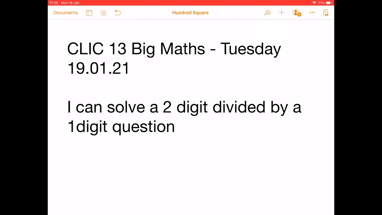 Big Maths CLIC 13 - I can divide 2 digit number by 1 digit (no ...