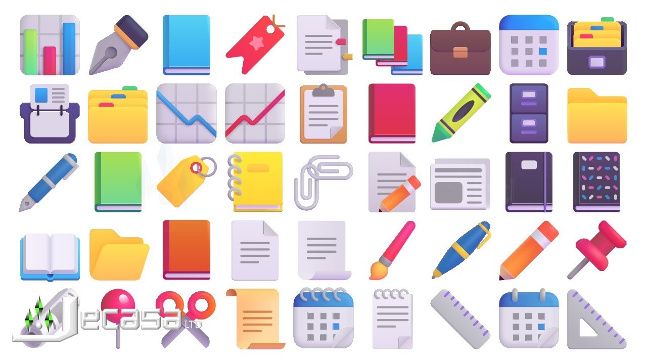 3D Emoji Meanings Part 36 - Office and Writing Supplies | Fluent Emojis ...