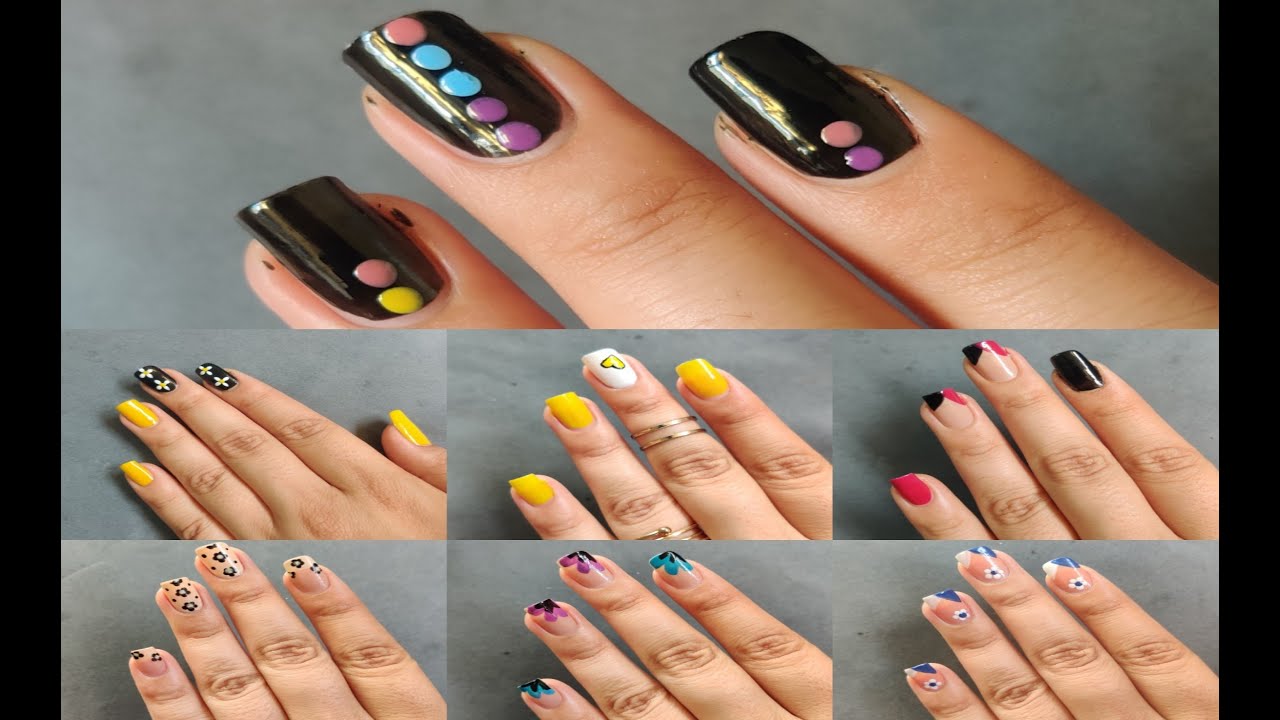 easy full hand nail art - YouTube