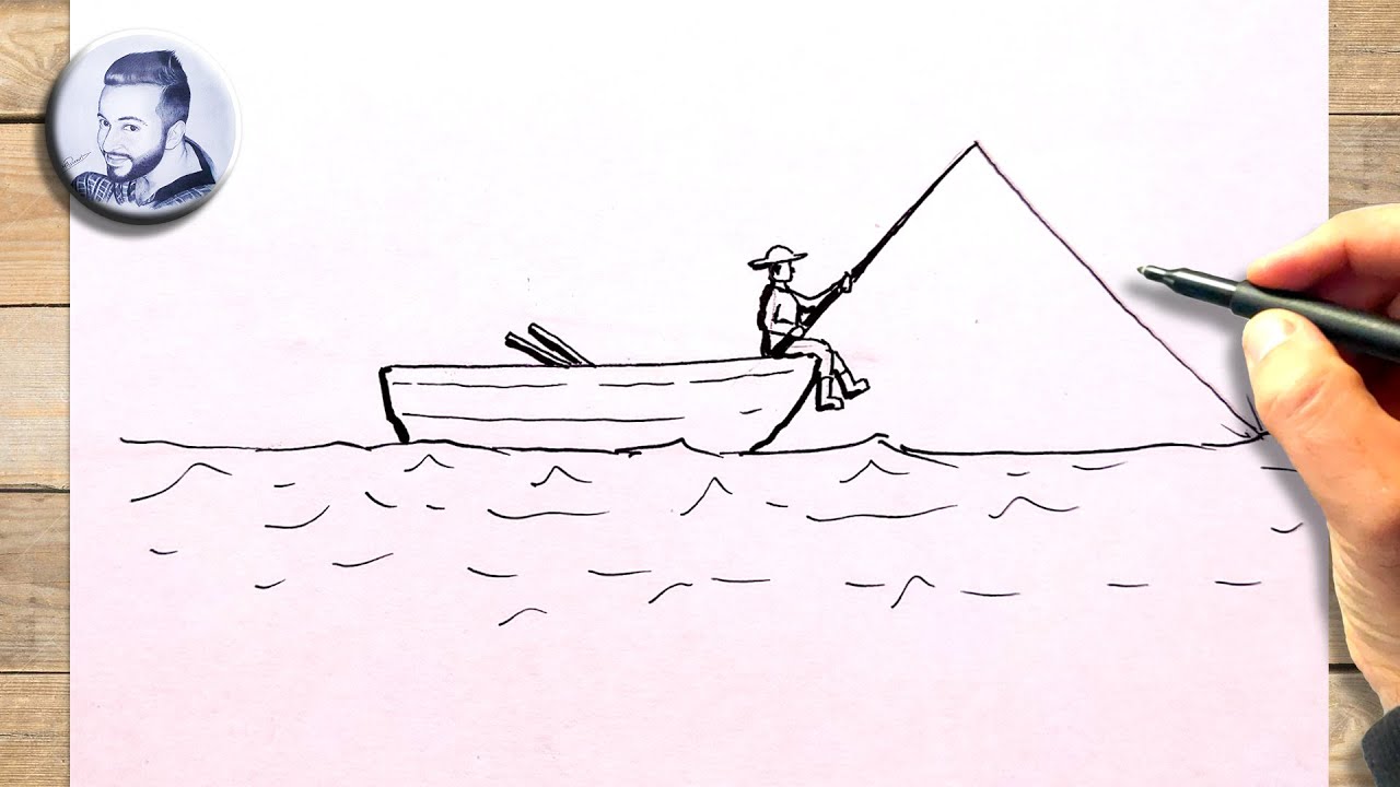 Comment dessiner une barque de pecheur - YouTube