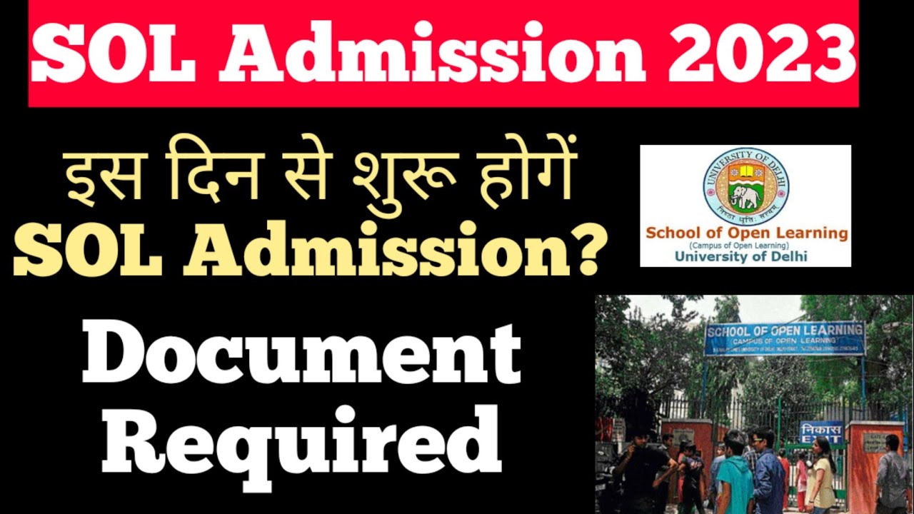Sol du new admission 2023 | sol admission 2023 starting date? - YouTube