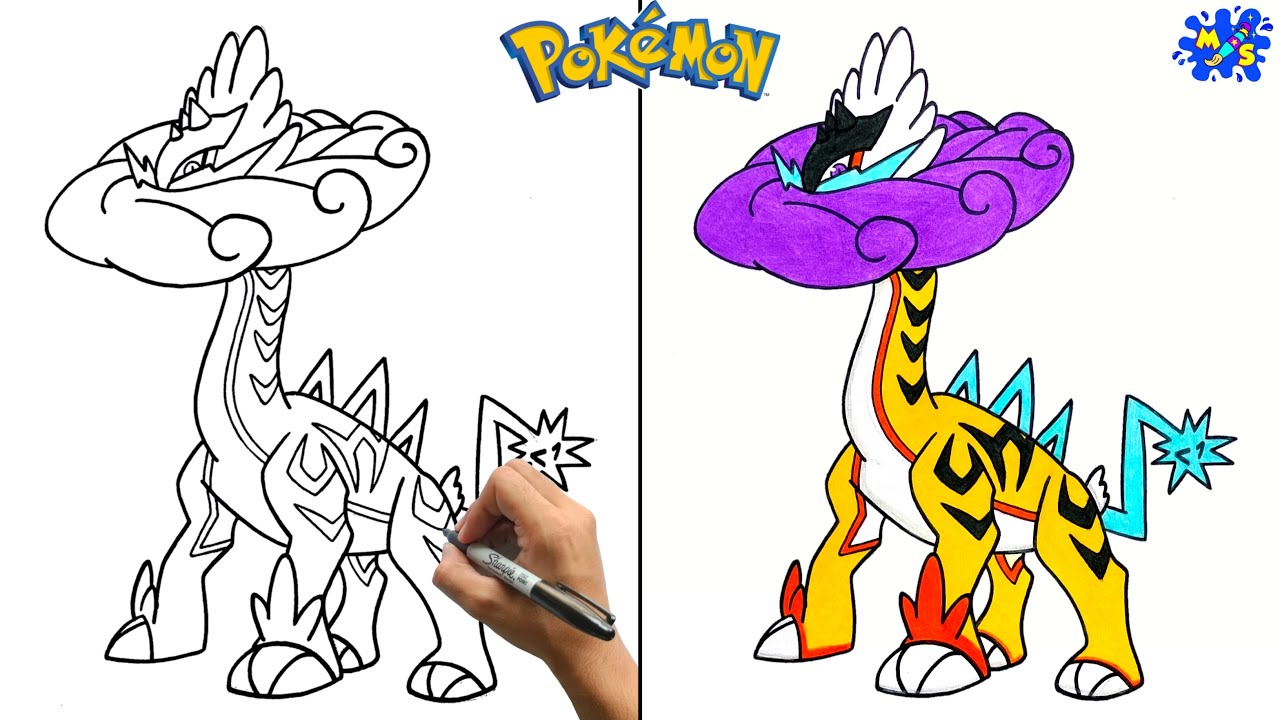 Pokemon Drawing Raging Bolt || How to Draw Raging Bolt Pokemon || Step ...