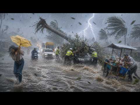 ENDONEZYA'DA DEVASA BİR FIRTINA! ŞEHİRDE ÇILGIN YAĞMUR FIRTINALARI, GÖK GÜRÜLTÜSÜ VE SEL VARDI 🌊🫣⛈️