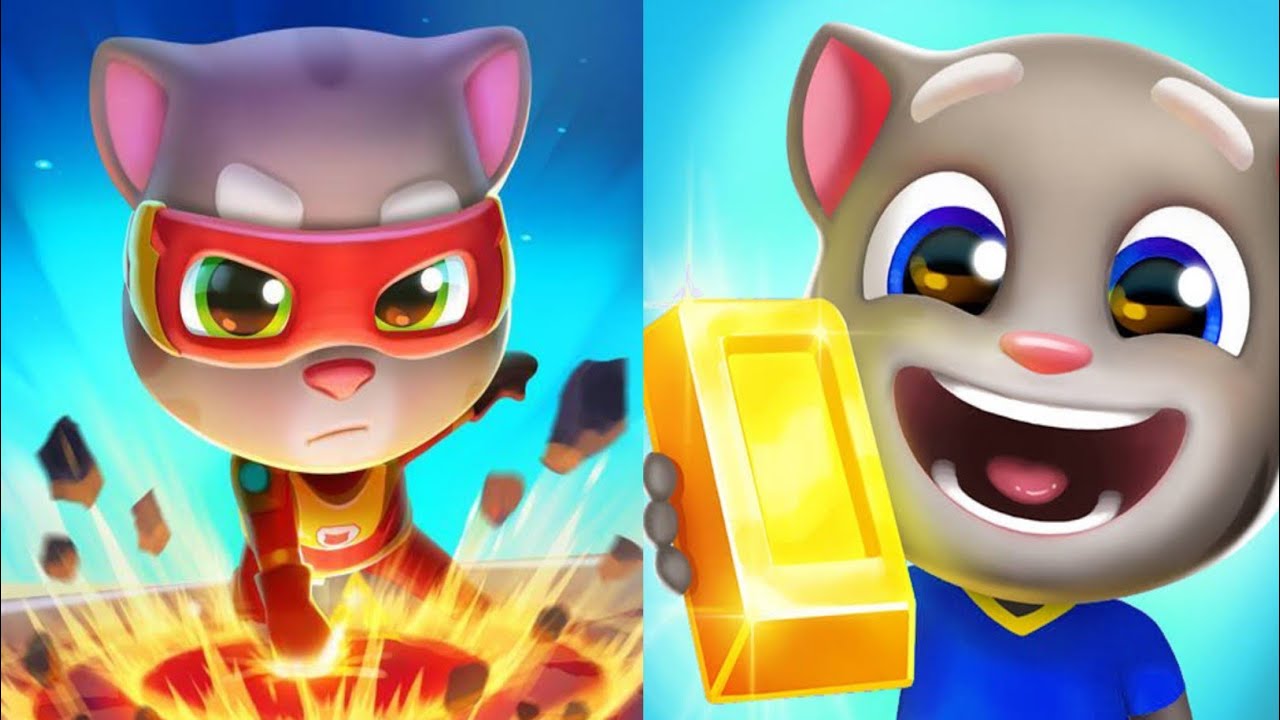 Talking Tom Hero Dash Vs Talking Tom Gold Run - Blue Wave Angela, Stone ...
