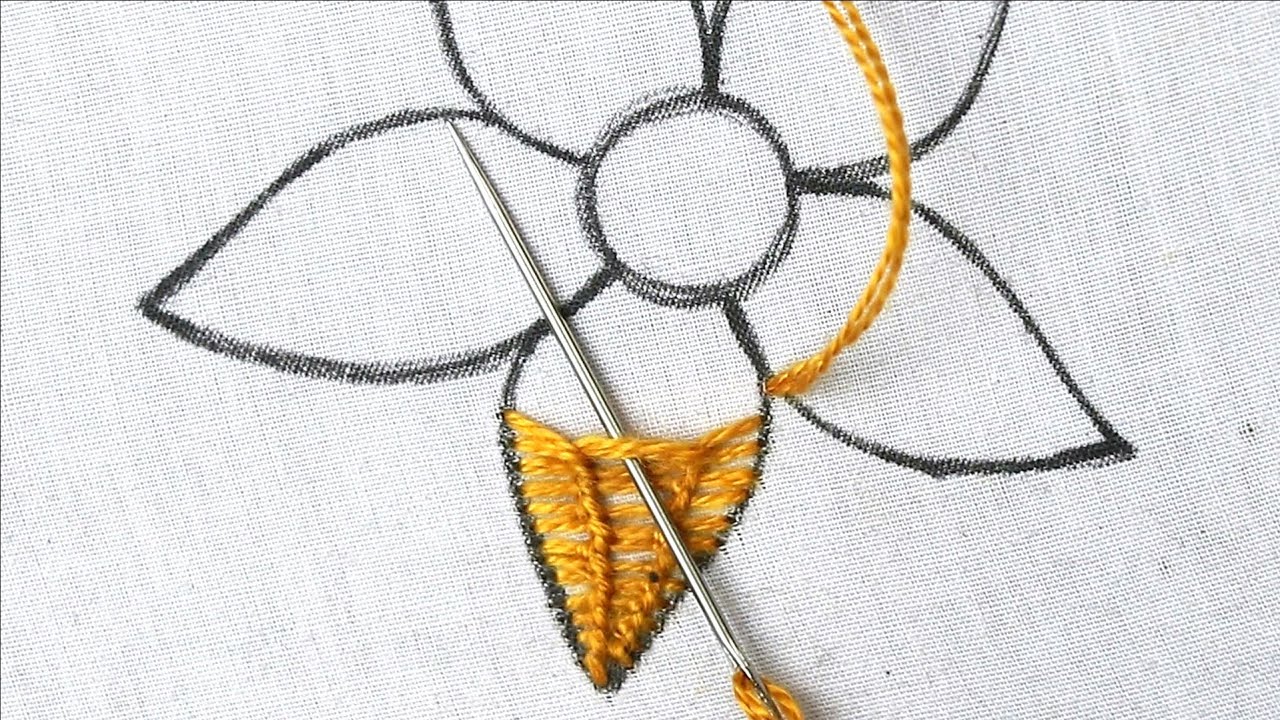 Creative modified fishbone stitch flower embroidery tutorial | Latest ...
