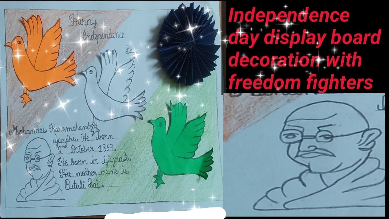 Independence day display board decoration with freedom fighters ...