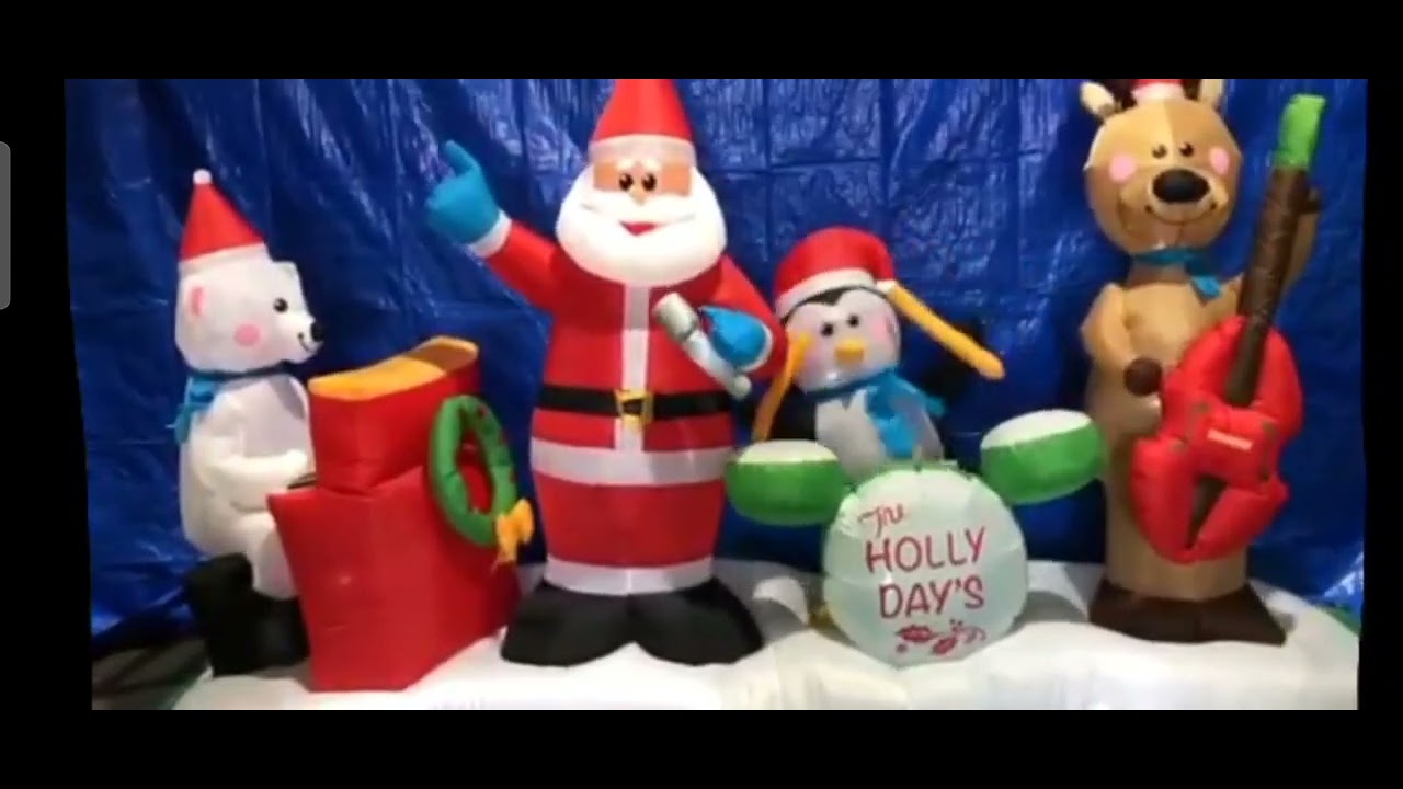 Gemmy inflable animated rock Santa Claus y su pandilla audio RIP 🎅🏻 ️ ...