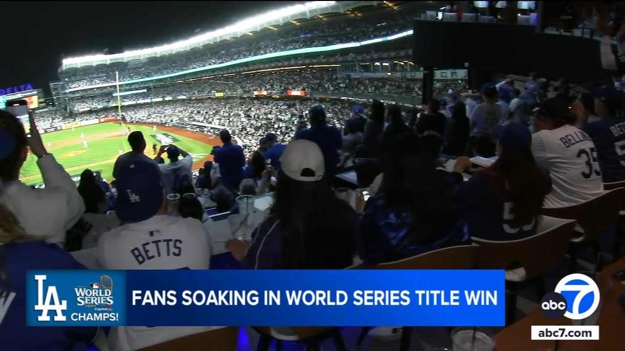 Fans at Inglewood's Cosm celebrate Dodgers' World Series win - YouTube