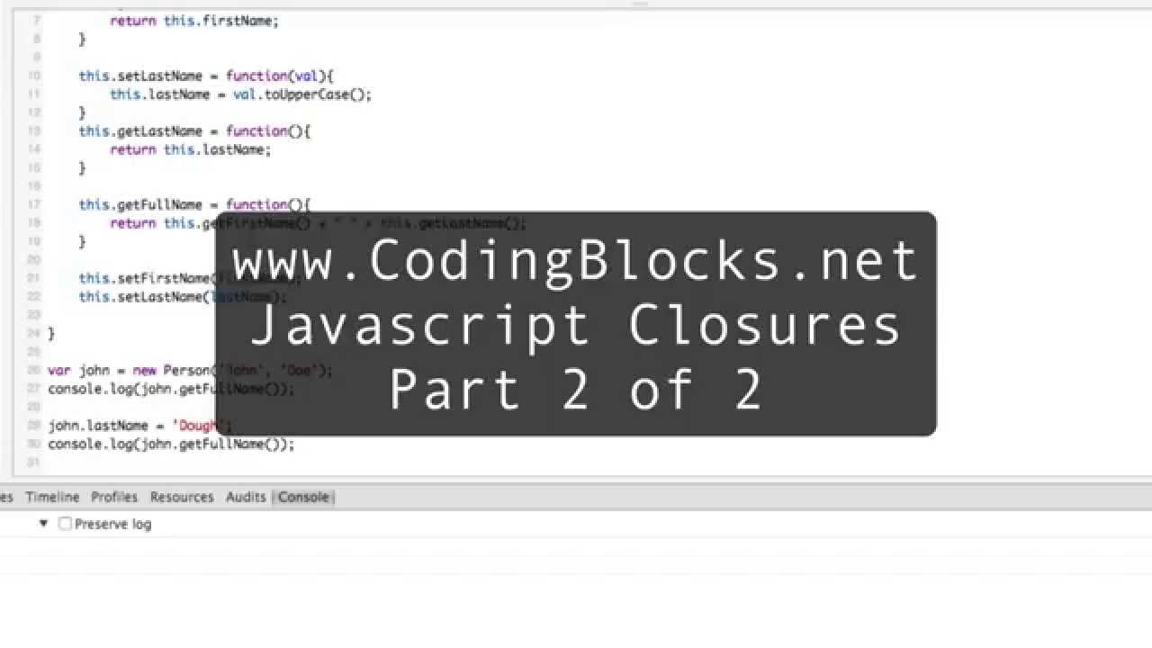 Javascript Closures Part 2 Youtube