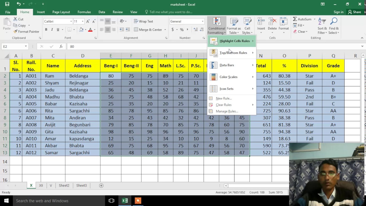 Conditional Formatting In Ms Excel 2016 Youtube 6008