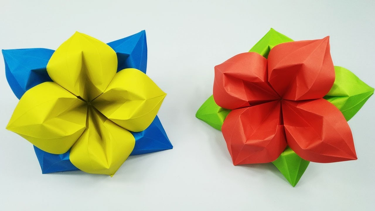 How to make origami flower | Paper flower decorations idea | Origami ...