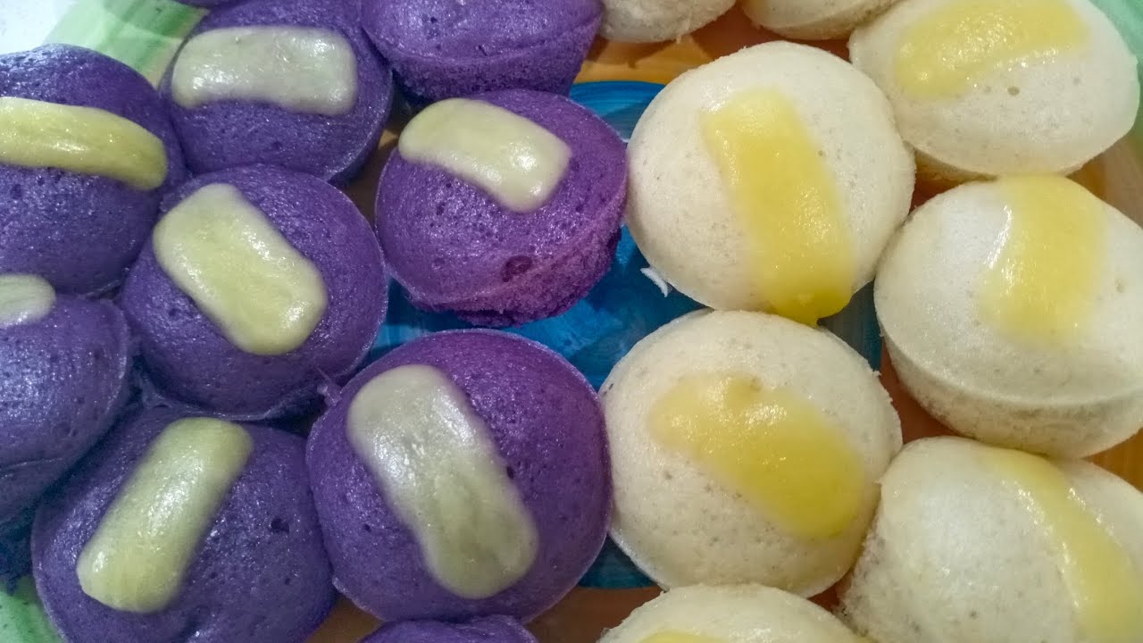 Puto cheese ube flavor and original #snacksrecipe - YouTube
