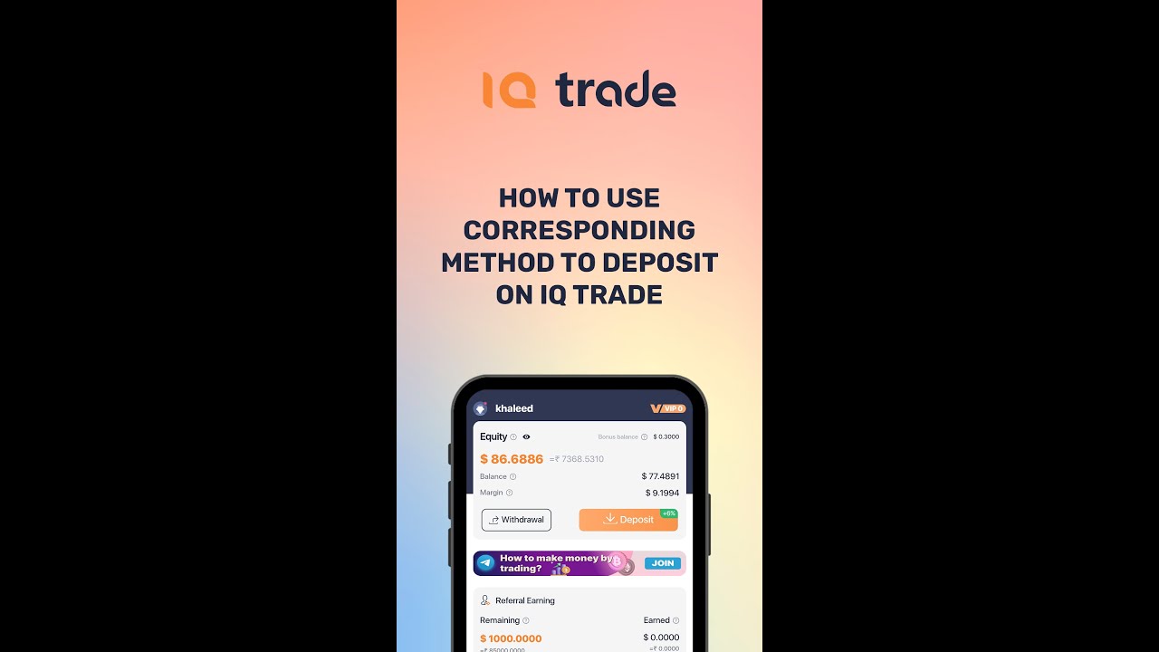 How to use corresponding method to deposit on IQ Trade - YouTube