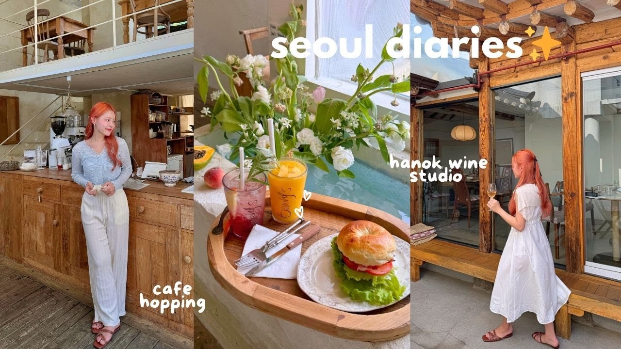 seoul diaries 🇰🇷 cafe hopping, han river picnic hanok wine bar, korean ...