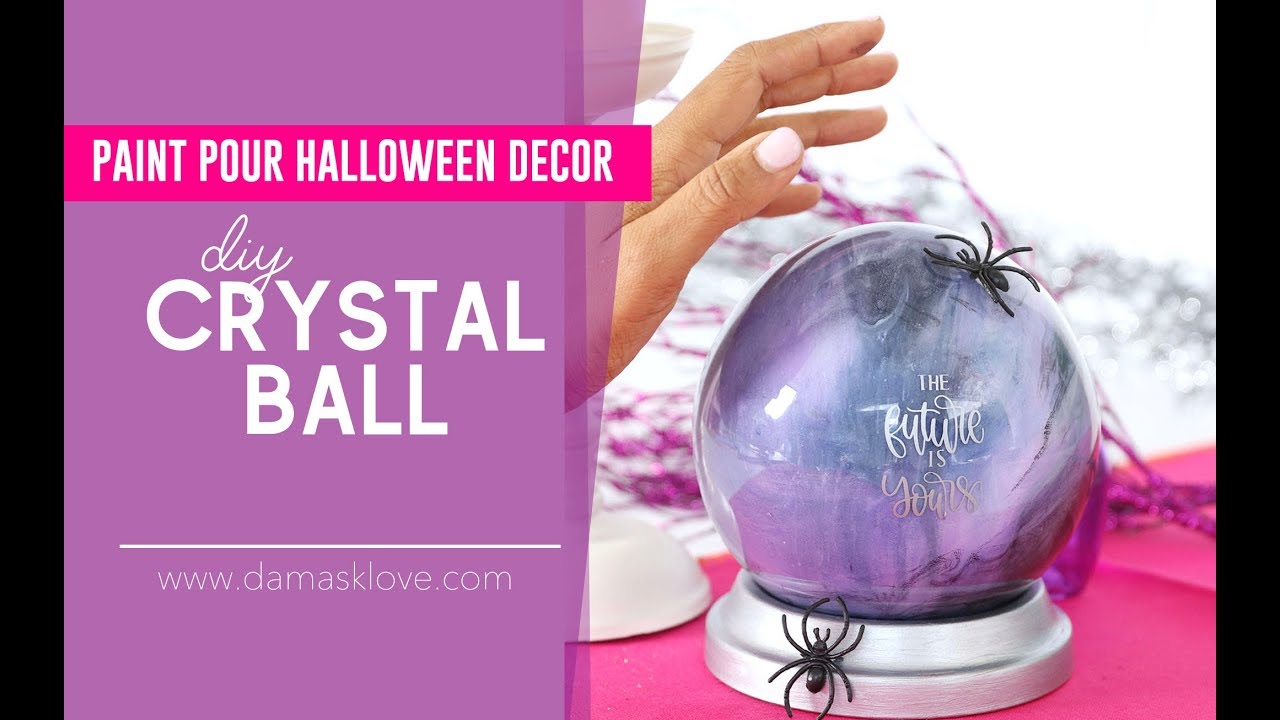 PAINT POUR HALLOWEEN DECOR - Make your own Crystal Ball - YouTube