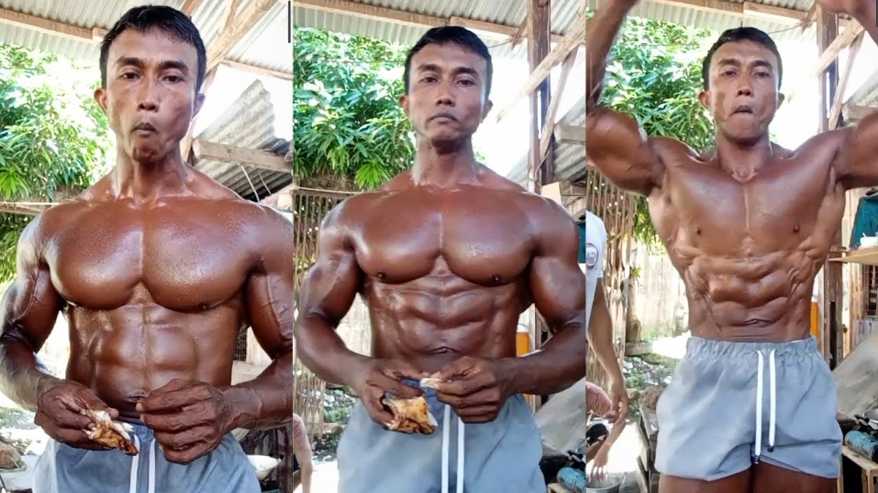 village guy showing off his muscles - YouTube