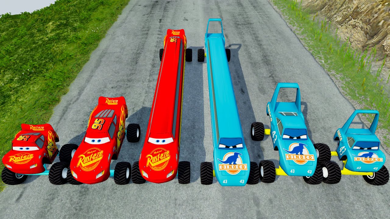 Short & Long Cars Lightning McQueen vs Short & Long Cars King Dinoco vs ...
