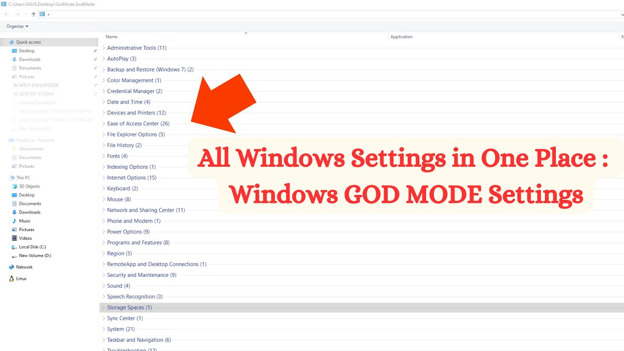 Unlock Windows 'God Mode': The Ultimate Shortcut to All Settings! - YouTube