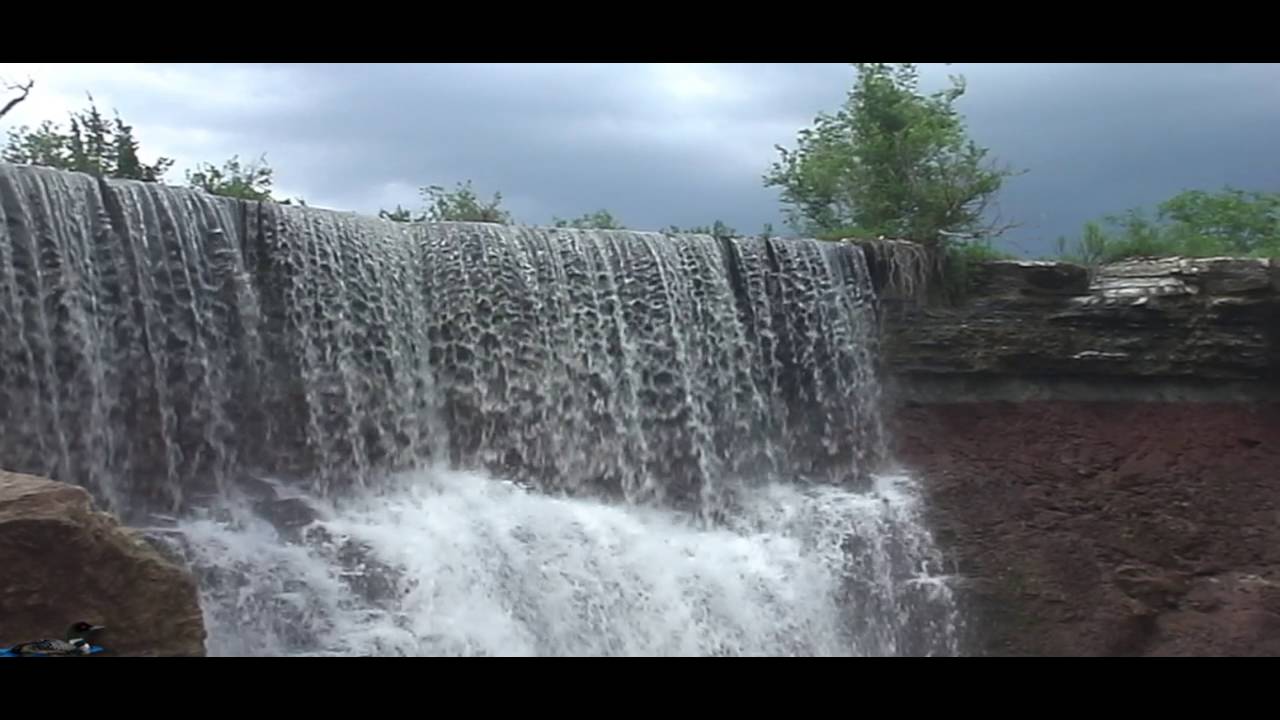 Waterfalls at Cowley State Fishing Lake, Kansas - YouTube